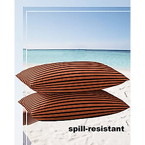 Halloween Pillow Covers Simple Stripe Halloween Lumbar Throw Pillow Cover for Patio Furniture Geometric Pattern Outdoor Waterproof Pillowcases Set of 2 Cushion Case for Sofa Couch Chair 20x12in