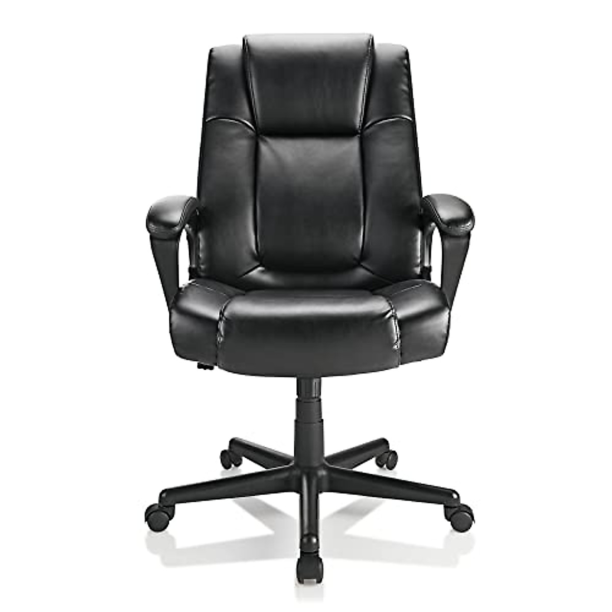 Realspace® Hurston Bonded Leather High-Back Executive Chair, Black, BIFMA Certified