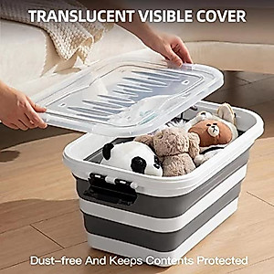 Large Storage Bags with Wheels, Heavy Duty Clothes Storage Bins Foldable Closet Organizer Storage Containers Latching Lids, 32Qt Collapsible Storage Box for Clothing, Blankets, Comforters, Bedding and Toys