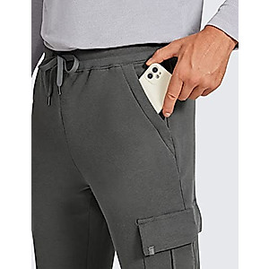 CRZ YOGA Men's Cargo Joggers Pants - 29" Cotton Lightweight Casual Lounge Athletic Workout Sweatpants with Pockets Anthracite X-Large