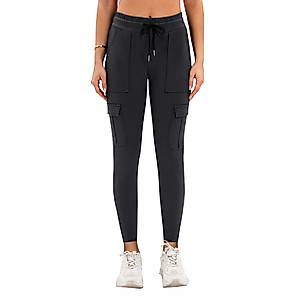 RESHE Joggers for Women Sweatpants Track Pants Hiking Running Workout Lightweight Plus Size Tapered Pants Black, Small