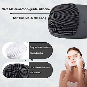 HUE Facial Cleansing Brush 3-in-1 Silicone Face Scrubber 5 Modes Facial Brush IPX7 Waterproof Face Brush Cleanser USB Facial Massager Face Brushes for Cleansing and Exfoliating(Grey)