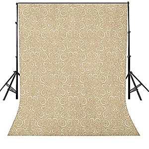 9x16 FT Beige Vinyl Photography Backdrop,Unusual Swirled Floral Patterns Oriental Style Motifs in Boho Design Print Background for Party Home Decor Outdoorsy Theme Shoot Props