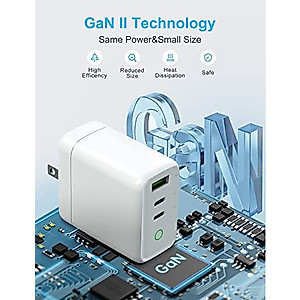 USB C Wall Charger, 65W 3-Port GaN Charger, PPS PD3.0 Fast Charging Block Foldable, Hurple 65W USB C Charger for MacBook Air Pro, iPhone 13, Galaxy S22, Note 20, iPad Pro, Airpods, Watch and More