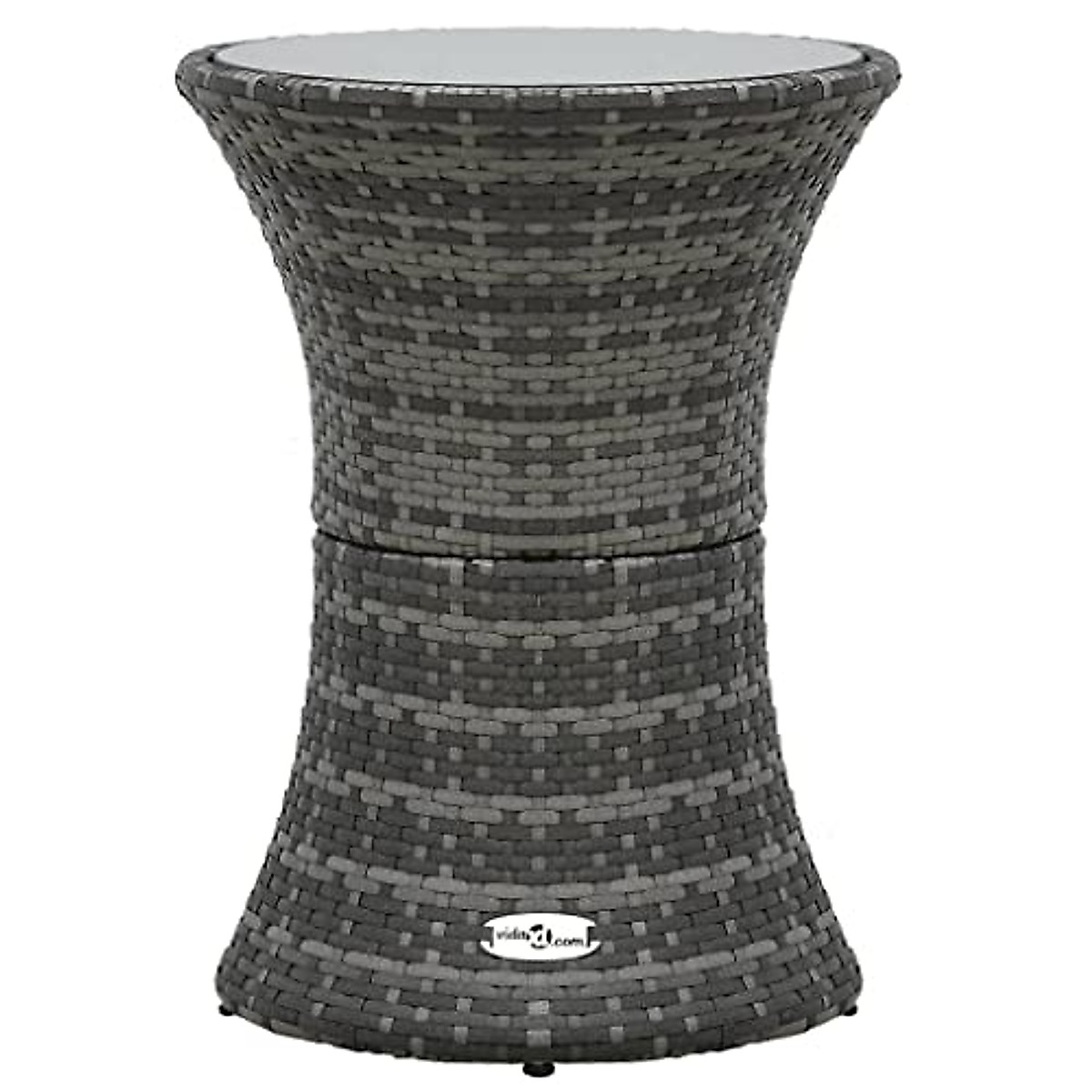 vidaXL Patio Side Table Drum Shape Coffee Tea Couch Sofa End Table Garden Outdoor Courtyard Poolside Wicker Furniture Gray Poly Rattan