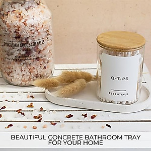 Decorative Bathroom and Vanity Tray - A Modern Concrete Tray to Beautifully Display Lotion & Soap Dispensers On Your Bathroom Counter - This Perfect Small Organizer Keeps Your Kitchen Area Neat