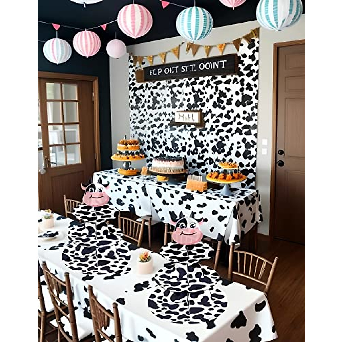 Cow Print Theme Birthday Party Supplies, 2 Pcs 3-Tier Cow Print Cupcake Stand, Farm Animal Themed Birthday Party Supplies for Girls and Boys, Cowgirl or Cowboy Party Decorations