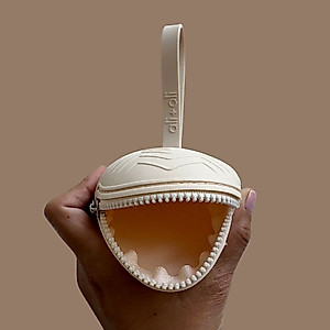 Ali+Oli Silicone Pacifier Case (Natural) 3" x 1.6" BPA-Free Newborn Pacifier Holder, Travel Baby Pacifiers Silicone Pouch, Pacifier Accessories for Boys & Girls, Silicone Pacifier Storage Case