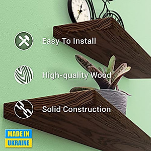 Wood Floating Shelves Set of 2-Rustic Shelf 24 inch Wide Wooden Wall Shelves for Living Room Bedroom Kitchen Bathroom Farmhouse Brown Color 24"x6.5"