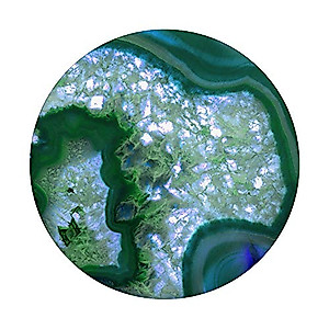 Elegant Blue Green Agate Geode PopSockets PopGrip: Swappable Grip for Phones & Tablets