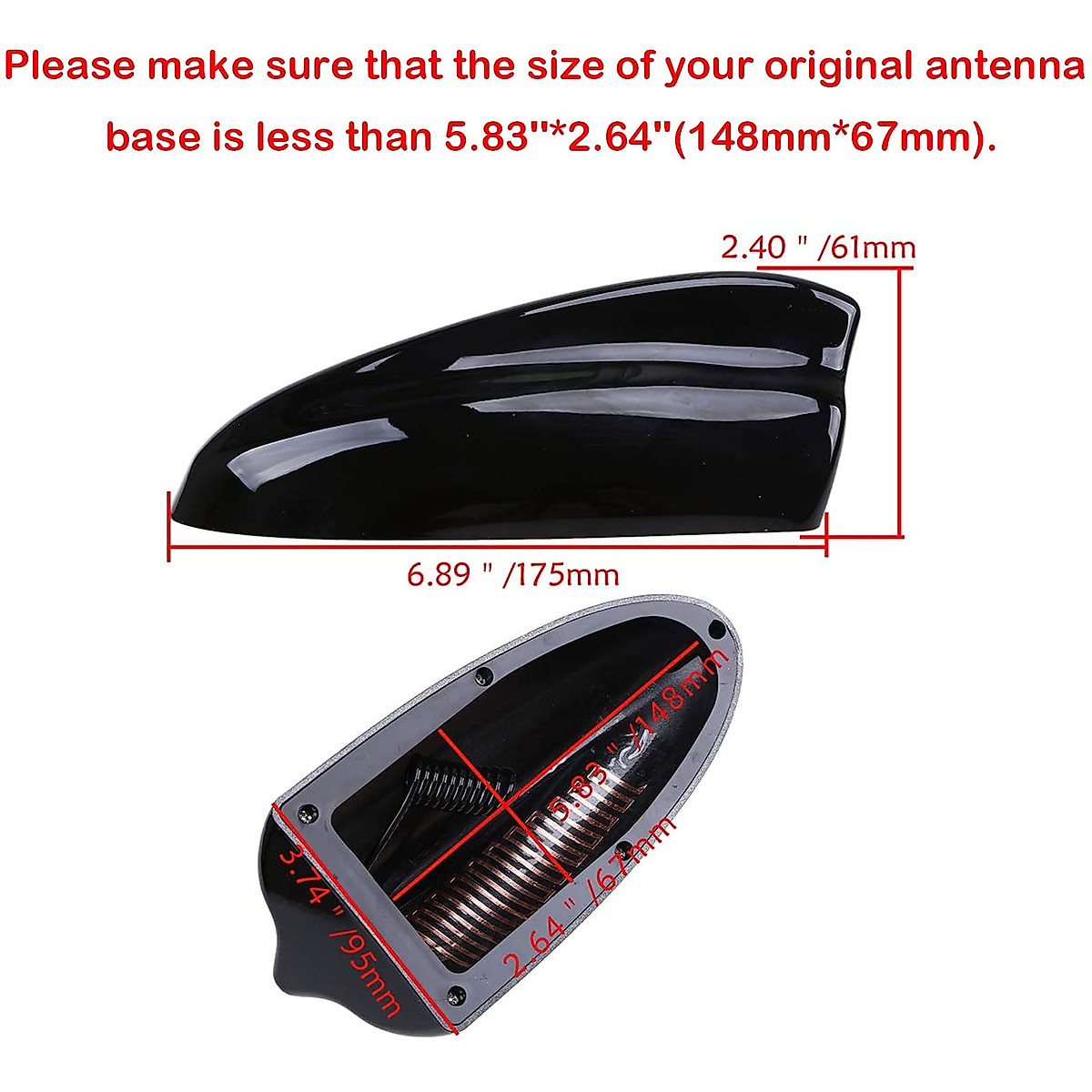 Possbay Universal Car Shark Fin Antenna AM/FM Signal Roof Aerial for Auto SUV Truck Offroad with Adhesive Base (Black)
