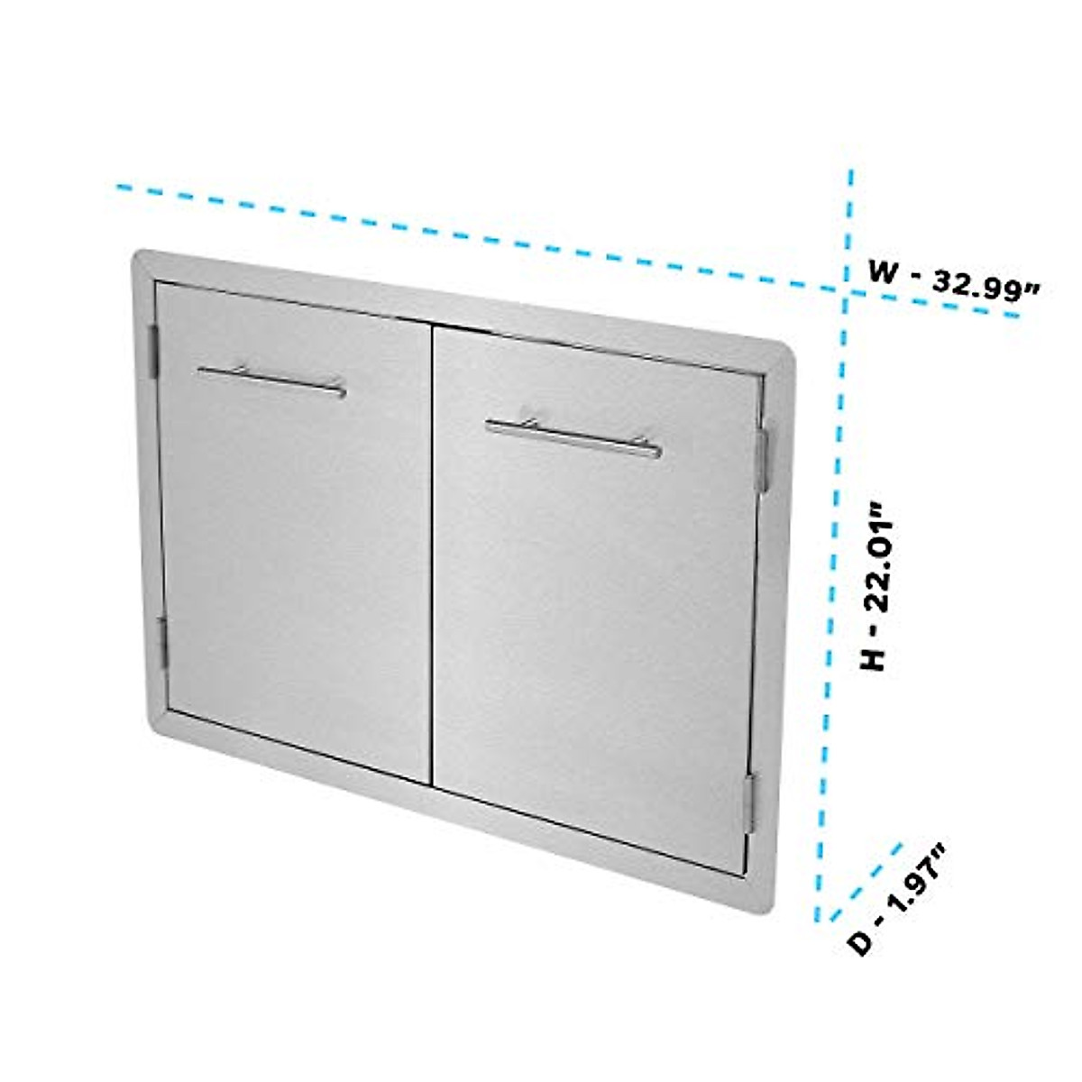 AdirHome 33" Stainless Steel Grill Double Access Double-Face Door With Towel Holder - Easy Install Heavy Duty Stainless Steel Rust Resistant Access Door with Chromium Plated Handle (Horizontal Handle)