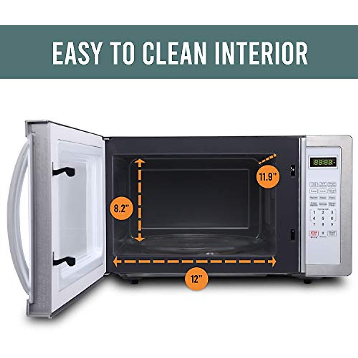 Farberware Countertop Microwave 1000 Watts, 1.1 cu ft - Microwave Oven With LED Lighting and Child Lock - Perfect for Apartments and Dorms - Easy Clean White, Platinum