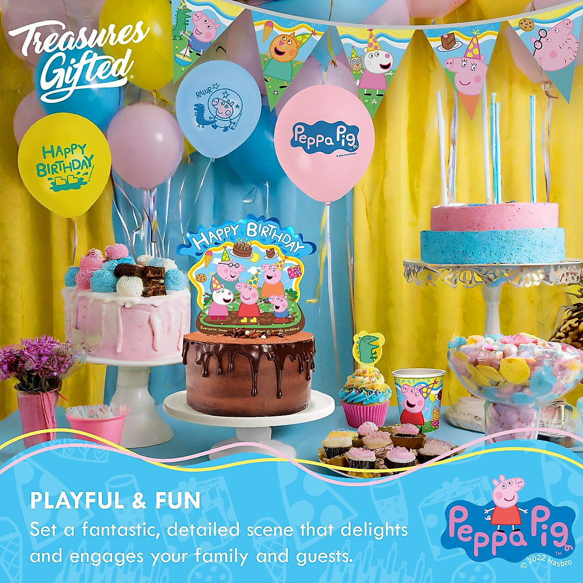 Treasures Gifted Peppa Pig Balloon - 12 Pack - 12in Latex Peppa Pig Party Balloons - Peppa Pig Party Decorations - Officially Licensed Peppa Pig Birthday Party Supplies - Peppa Pig Balloons