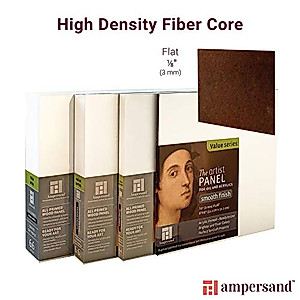 Ampersand Art Supply Wood Gesso Artist Painting Panel: Primed Smooth, 1/8 Inch Depth, 11" x 14"