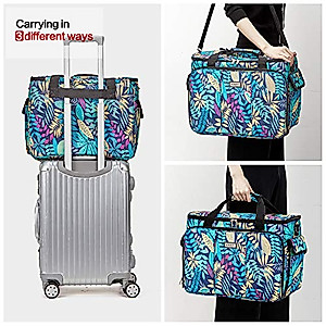 HOMEST Sewing Machine Carrying Case with Multiple Storage Pockets, Universal Tote Bag with Shoulder Strap Compatible with Most Standard Singer, Brother, Janome, Floral (Patent Design)