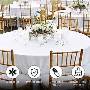 Fixwal Round Plastic Tablecloth Disposable, 12 Pack 84 Inch White Round Tablecloth, Table Cloth for Parties Picnic Birthday Wedding Banquet