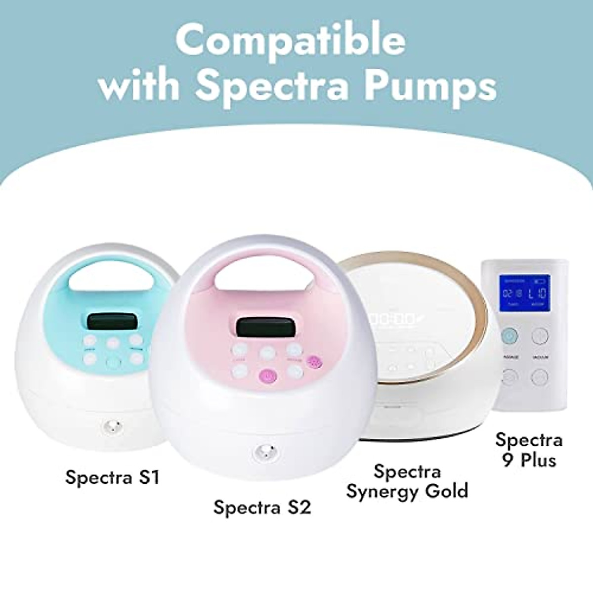 [8-Count] Papablic Duckbill Valves and Silicone Membrane Compatible with Spectra S1, S2 and 9 Plus Breastpumps, Not Original Spectra Pump Parts, BPA/DEHP Free, Blue