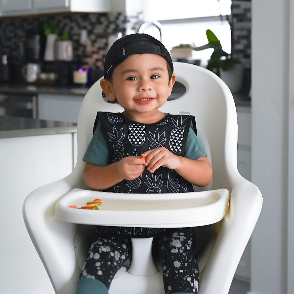 BapronBaby Pineapple Monochrome Bapron - No Neck Tie Safer Bib for Baby & Toddler - Soft Waterproof Stain Resistant - Machine Washable - Sz Preschool 3-5yrs