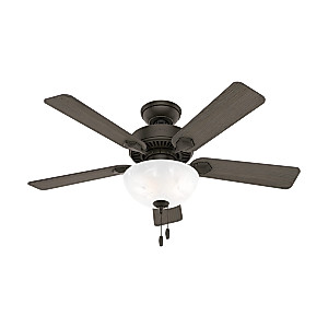 Hunter Fan Company Swanson 44-inch Indoor New Bronze Casual Ceiling Fan With Bright LED Light Kit, Pull Chains, and Reversible WhisperWind Motor Included