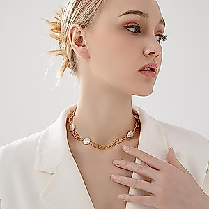 Itcoery Women’s 24K Gold Plated Baroque Pearls Necklace