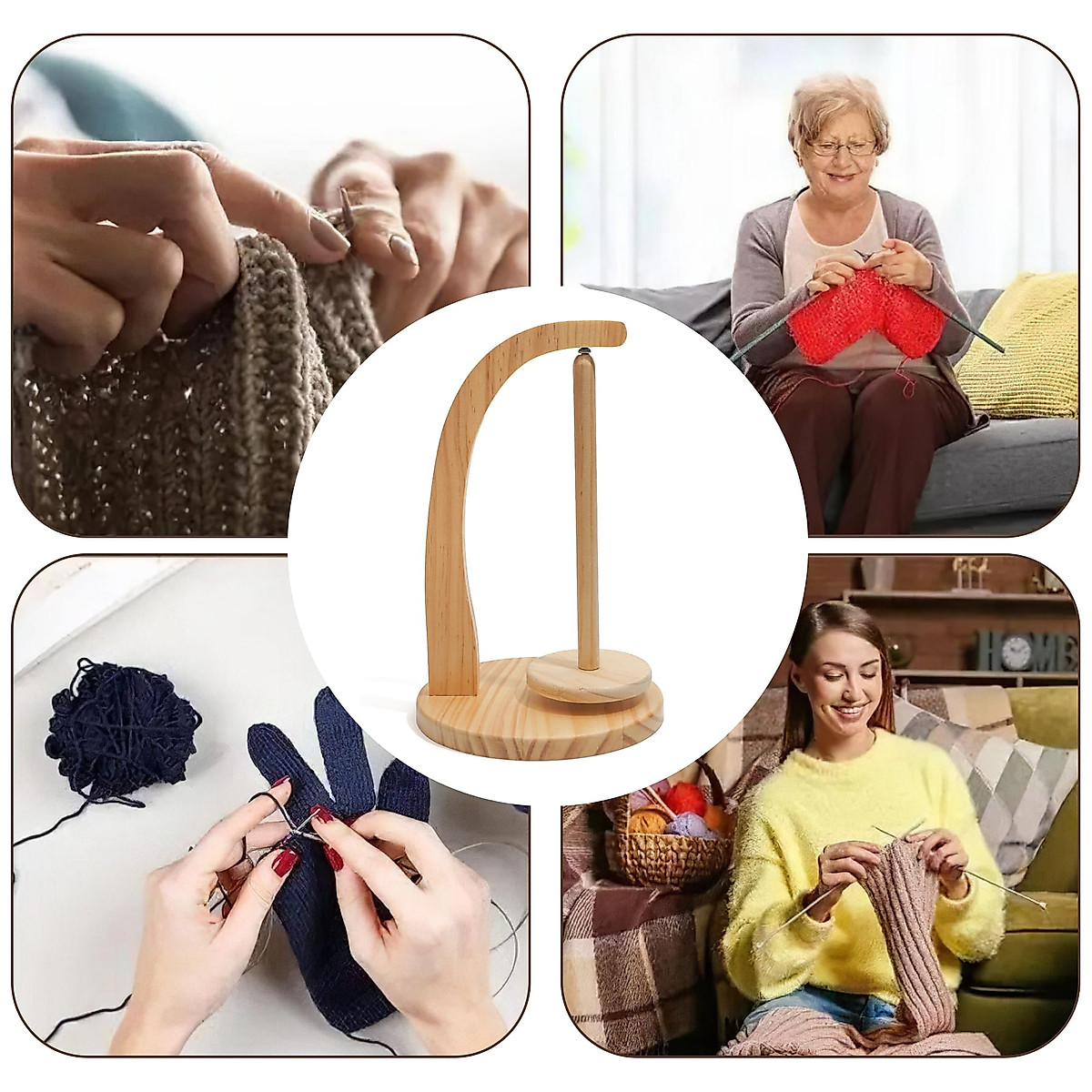 OPUHOHR Yarn Holder for Knitting and Crocheting, Yarn Ball Holder, Yarn Spindle Dispenser, Crochet Gift for Knitting Lovers