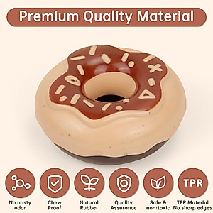 HOWWFALY Donut Dog Toy, TPR Durable Chewy and Fun Soundmaking Dog Toy,Dog Chew Toys for Aggressive Chewers Teeth Grinding Dog Birthday Gifts Interactive Toys for Small/Medium/Large Dog Breeds(Black)