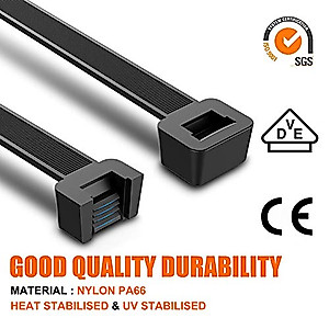 NewMainOne Cable Zip Ties,500 Packs Self-Locking 4+6+8+10+12-Inch Width 0.16inch Nylon Cable Ties,Perfect for Home,Office,Garage and Workshop (Black)