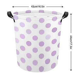 Purple Dots Laundry Hamper Storage Bins Collapsible Basket for Dirty Clothes Kids Nursery Decor Toys Organizer Bathroom Bedroom College Dorm