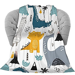 Delerain Cute Animals Dinosaur Soft Throw Blanket 40"x50" Lightweight Flannel Fleece Blanket for Couch Bed Sofa Travelling Camping for Kids Adults