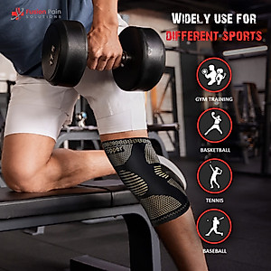 Fusion Pain Solutions Copper Knee Compression Brace For Arthritis Pain And Support, Sports, Knee Pain Relief, Swelling, Workout- Single (Medium)