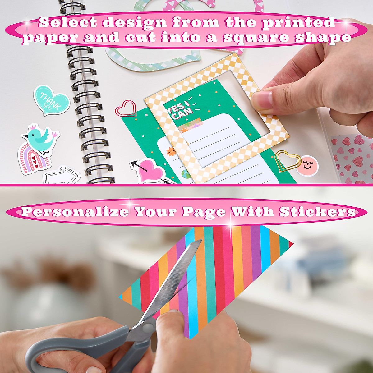 VigorFun 2 Pack DIY Journal Kit for Girls Ages 8-12, Gifts for Teen Girls - Share Scrapbook & Diary Supplies Set with Friends, Journaling Art and Crafts Kit (Purple+Blue)