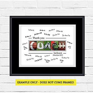 Personalized Coach Gift - Football Coach Gift with room for player's signatures - End of Season Coach Gift 11x14 print with border for signatures