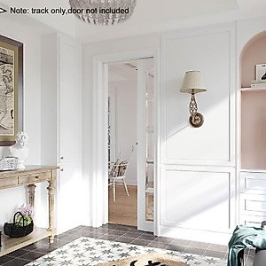 EaseLife 5FT/60in Sliding Pocket Door Hardware Kit,Commercial Grade,Aluminum Box Rail Kit,Slide Smoothly Quietly,Easy Install,No Door (60" Track Kit for 23"~30" Wide Single Door)