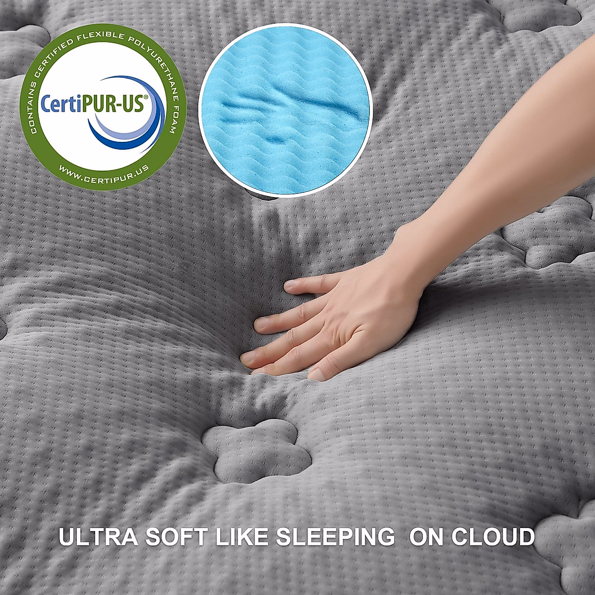 Hansleep Memory Foam Mattress Pad California King, Pillow Top Mattress Topper Cal King for Back Pain Relief with Egg Crate Gel Foam, Breathable Mattresses Cover with Deep Pocket, 78" x 80", Light Grey