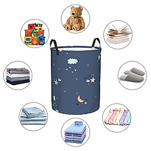 Cute Night Sky Nebula Large Laundry Basket 62L Round Collapsible Laundry Hamper Waterproof Nursery Hamper with Handles Portable Clothes Hamper Foldable Nursery Storage Basket Bedroom Toy Bin