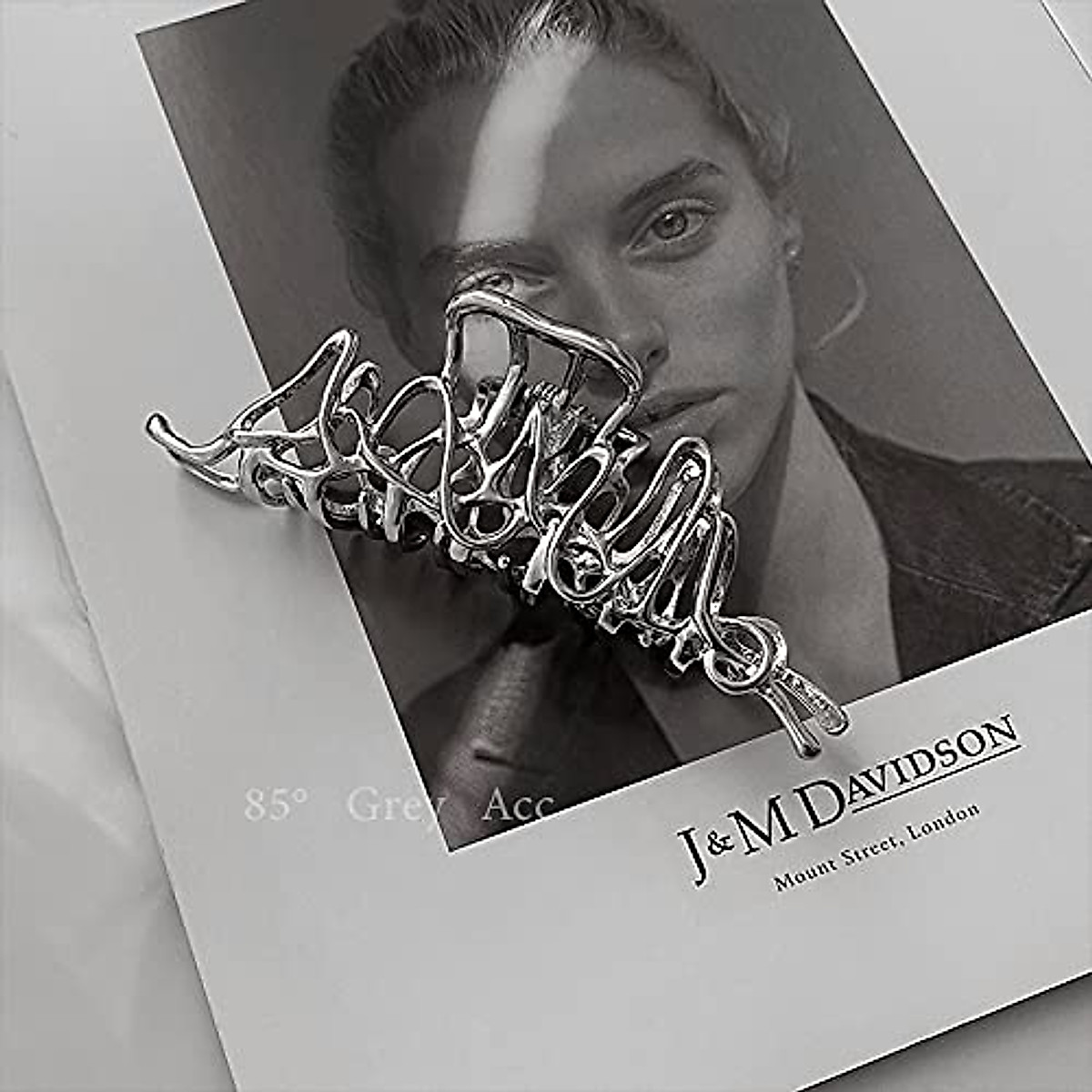 2 Pcs Large Metal Hair Claw Clips - Personality Nonslip Silver Hair Clamps,Perfect Jaw Hair Clamps For Women And Thinner-Thick Hair Styling-Strong Hold Hair-Fashion Hair Accessories