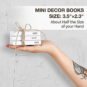 Farmhouse Living Room Decor - Funny Rustic Wooden Mini Faux Books for Your Coffee Table and Entryway Table Top - Small Home Sweet Home for Your Guest Room