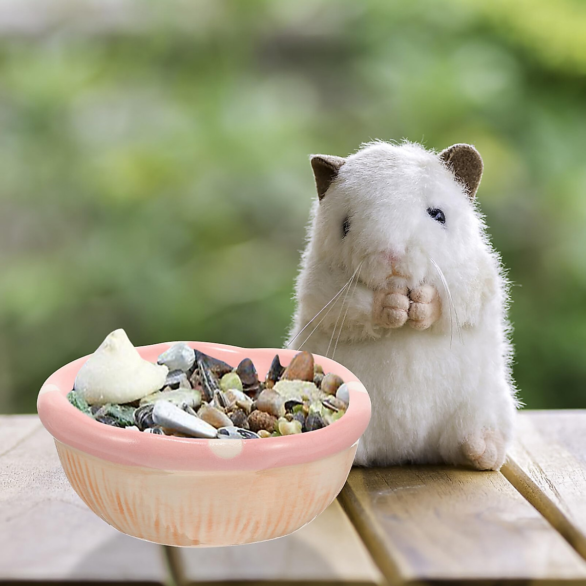 Beaupretty Hamster Food Bowl Mini Mushroom Shaped Water Bowl Guinea Pig Ceramic Small Animal Feeding Dish for Dwarf Hamster Gerbil Ferret Hedgehog Chinchilla Pink