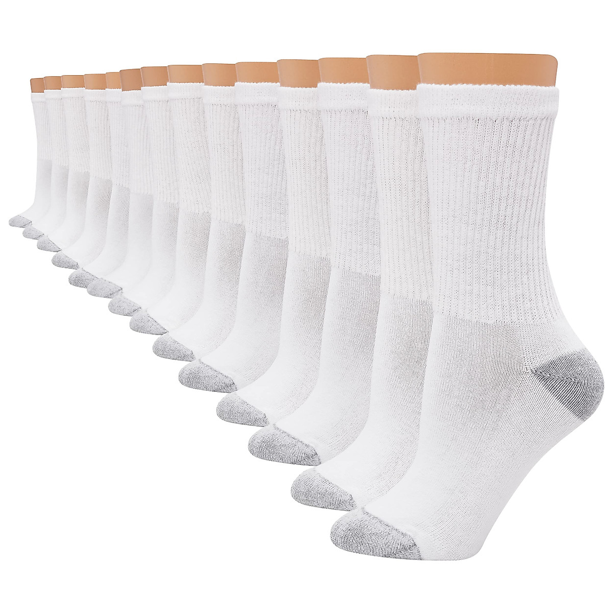 Hanes Women's Value, Crew Soft Moisture-Wicking Socks, Available in 10 and 14-Packs, White-14, 8-12