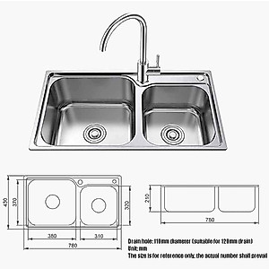 YOtat Stainless Steel Sink Sink Set, Kitchen Taichung, Undercounter Basin, Sink, Sink, Double-Bath Composite Practical Sink, Anti-Scratch Sink