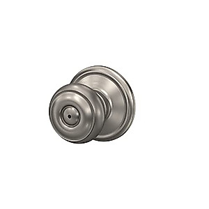 Schlage F40 GEO 619 Georgian Door Knob, Bed & Bath Privacy Lock, Satin Nickel