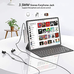 iPad Pro USB C Hub, 6-in-1 Adapter for iPad Pro 2021 iPad Air 5 Docking Station with 4K HDMI, 60W Power Delivery, 2 USB 3.0 & 3.5mm Headphone Jack, for MacBook Air, MacBook Pro, XPS, and More