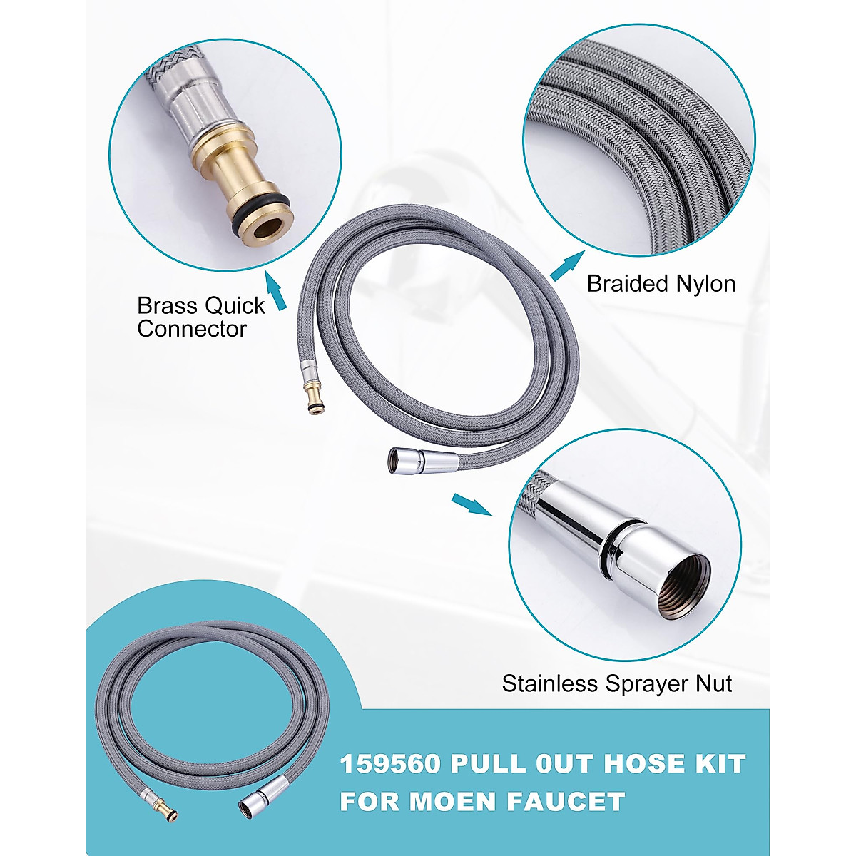 Replacement Hose Kit for Moen Kitchen Pull Out Faucet(Pullout 159560)