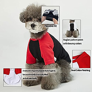 Lucky Petter Dog Cotton Shirt for Small and Large Dogs Raglan T-Shirts Soft Breathable Dog Shirt Black Series (3X-Large, Black/Gray)