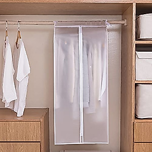 Neysuk Hanging Garment Clothes Cover, Translucent Hanging Garment Rack Cover with Zipper Garment Bags for Suit Coats Closet Storage 35 inch (2 Pack)