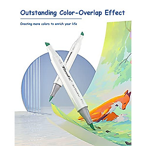 TongFu 24+1 Alcohol Markers Set, Art Marker Depicting Smoother Strokes,Upgraded Quality Ink,Safe,1s Quick-drying, Non Fading,Colorful,for Artist,Adults,Children Illustration Designing Drawing Marker