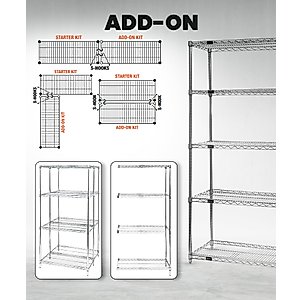 Quantum Storage Systems WR74-2430C Starter Kit for 74' High 4-Tier Wire Shelving Unit, Chrome Finish, 24' Width x 30' Length x 74' Height