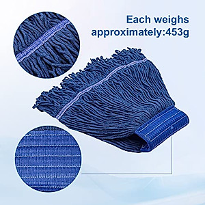 3 Pack,String Cotton mop Heads, Rope mop Heads, Heavy Duty Commercial mop Heads, Wet Industrial Blue Cotton Ring end Replacement mop Heads, Industrial mop Heads, Machine Washable (Blue)