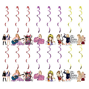 32PCS Singer Party Decorations Hanging Swirls Popular Singer Birthday Party Hanging Swirls Sets Singer Fans Music Party Decorations (32PCS)